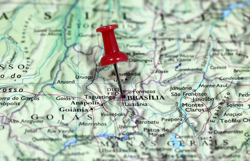 Map with Pin Point of Brasilia Stock Image - Image of country, america ...