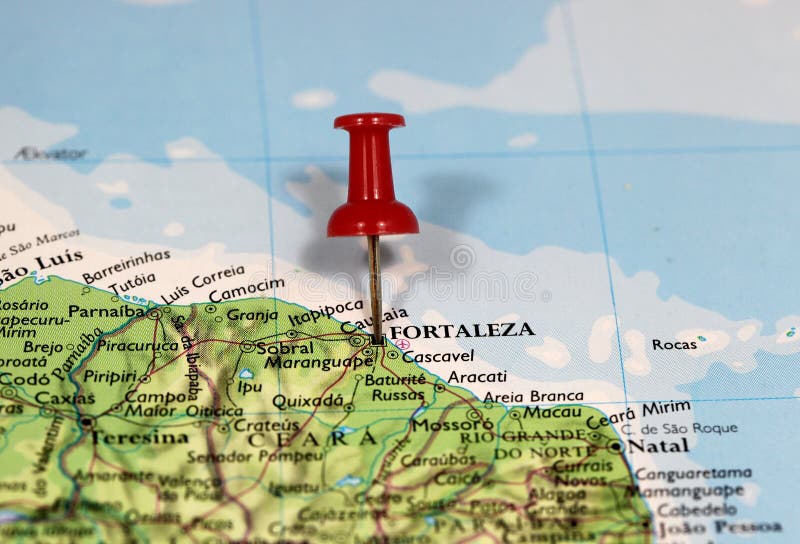 Map with Pin Point of Fortaleza Stock Image - Image of point, brasilia ...