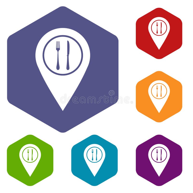 Map Pin Pointer with Cafe or Restaurant Sign Icons Stock Vector ...