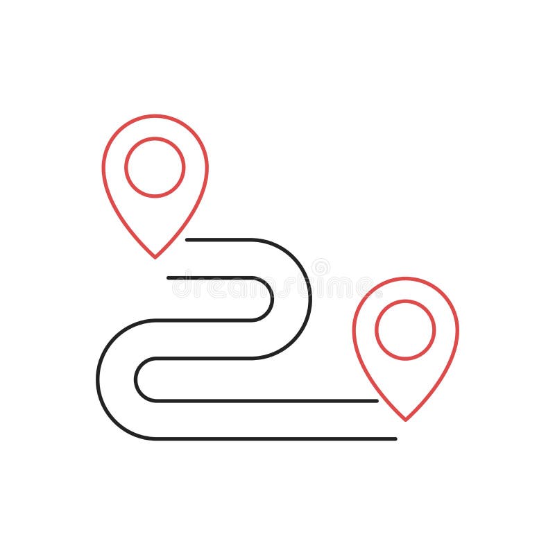 Map with Pin Pointer Line Icon on White Background. Stock Vector ...