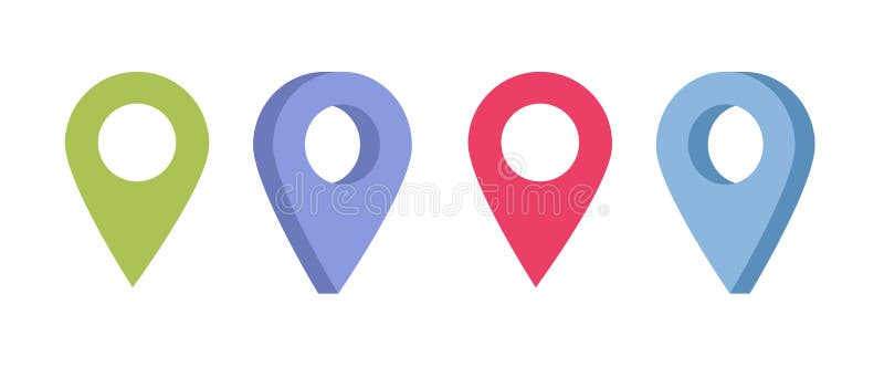 Map Pin Pointer Marker Icon Green Blue Red 3d Pictogram Isolated on ...