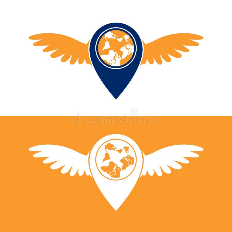 Map Pin Pointer with Wings Logo Concept Design Stock Vector ...
