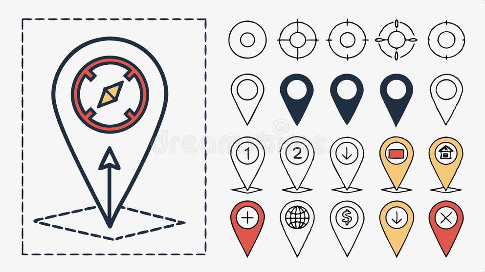 Map Pin Pointers Collection, Location and Navigation Icons Vector Design Generative AI Stock ...
