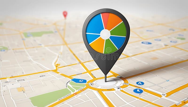 Map Pin Pointing Location with Colorful Diagram Stock Illustration ...