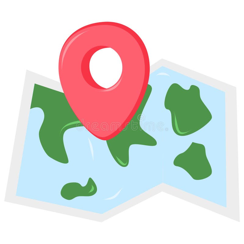 Map with Pin. Red Direction Pointer on Folded City Map, Gps Navigation ...