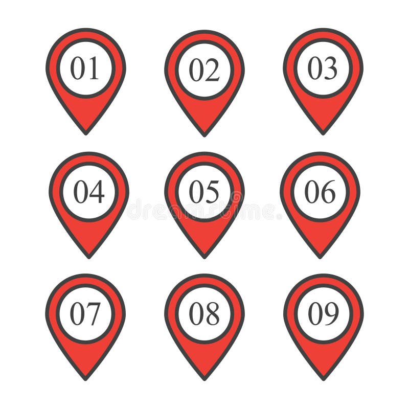 Map Marker Numbers Vector Stock Illustrations – 149 Map Marker Numbers ...