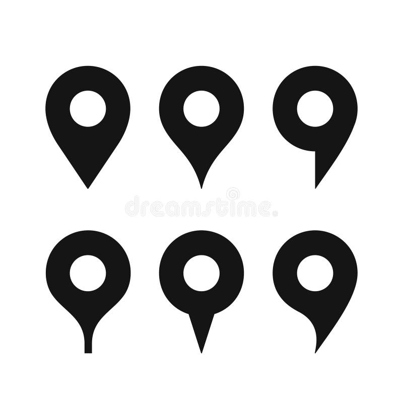 Map Pin Sign Different Shaped Simple Black Icons Set Stock Vector ...