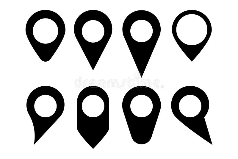 Map Pin Silhouette Icon Set. Vector. Stock Vector - Illustration of ...