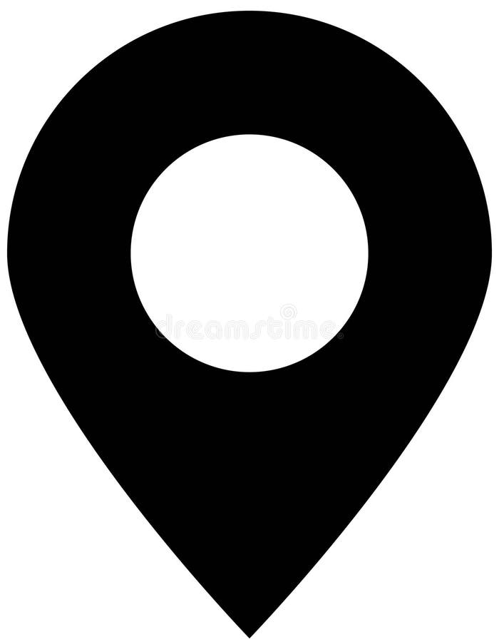 Map Pin Simple Flat Vector Icon. Monochrome Black Gps Location Pointer ...