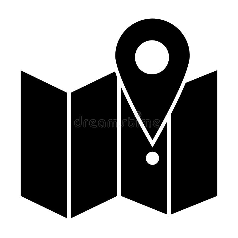 Map with Pin Solid Icon. Direction Vector Illustration Isolated on ...