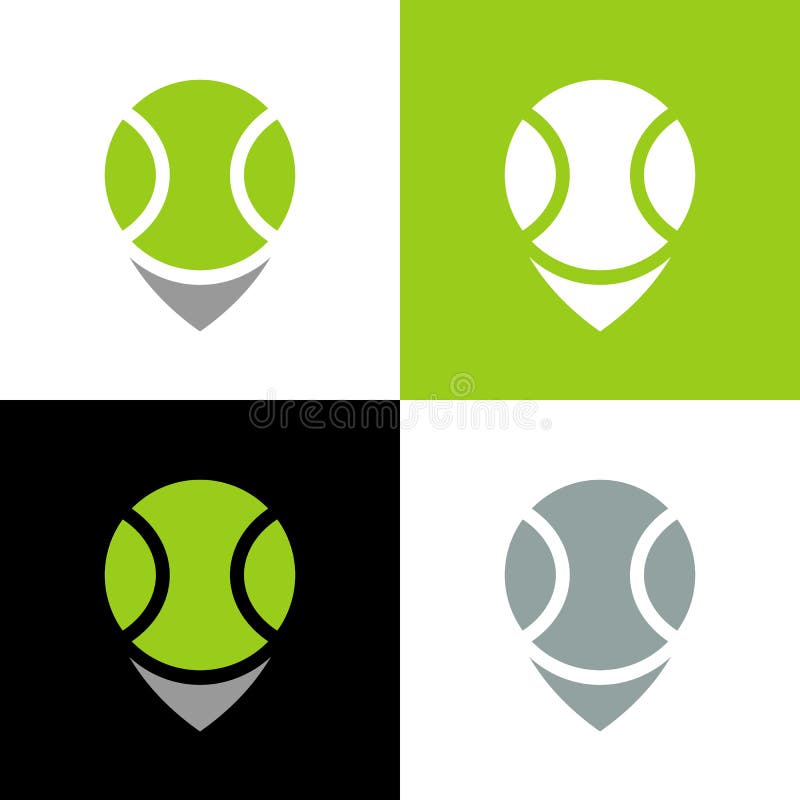 Tennis Ball and Map Pin Logo Combination, Tennis Court Location Logo ...