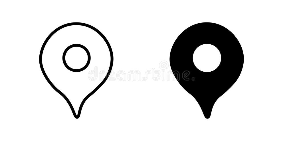 Map Pin Thin Line and Glyph Solid Icon – Editable Stroke, Perfect Pixel, Transparent Background ...