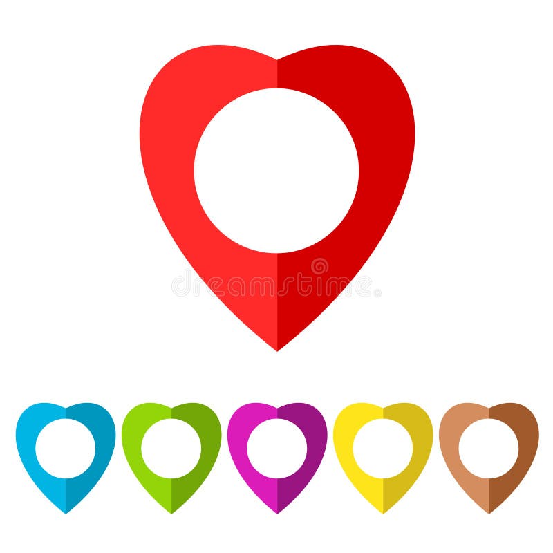 Map Pin Vector Icon in Heart Shape Isolated on White Stock Illustration ...