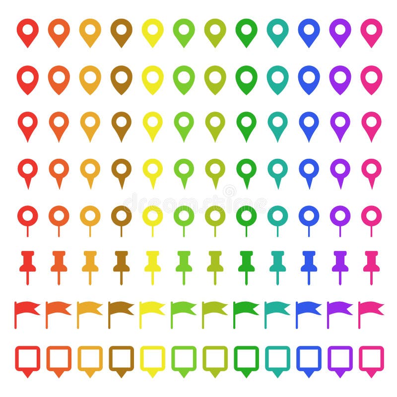 Map pin vector icon set. stock vector. Illustration of element - 91219326