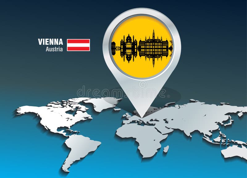 Map Pin with Vienna Skyline Stock Vector - Illustration of isolated ...