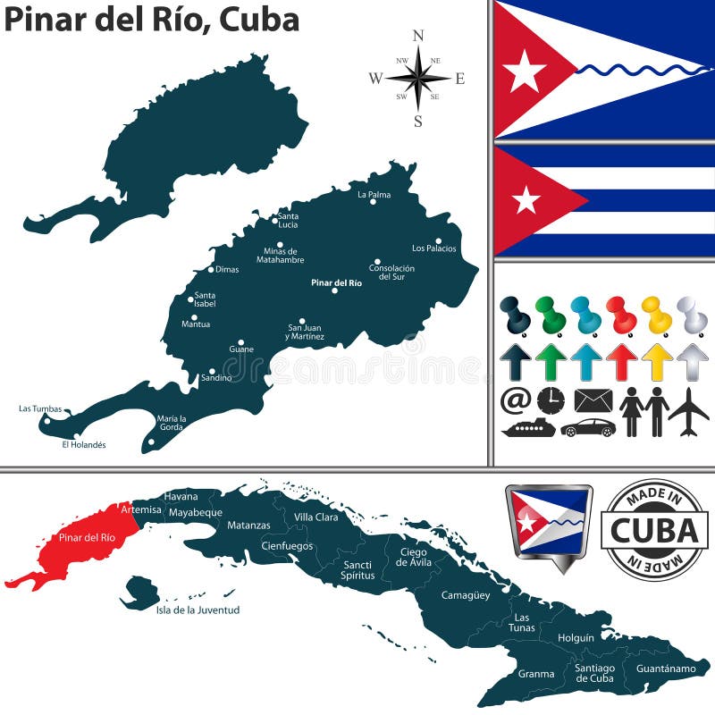 Map of Pinar del Rio, Cuba stock vector. Illustration of areas - 200501196