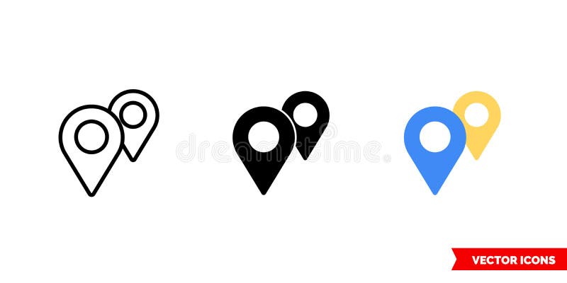 Map Pinpoint Icon of 3 Types Color, Black and White, Outline. Isolated ...