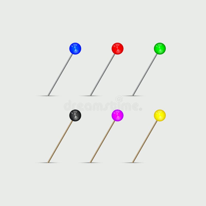 Map Pins Assorted Colors. Multicolored Pushpin Set Stock Vector ...