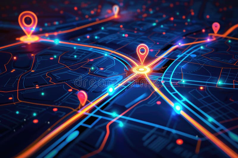 A Map with Pins Connected To Each Other, Representing a Network or ...