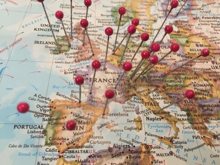 Map pins in Europe stock photo. Image of austria, country - 83629206