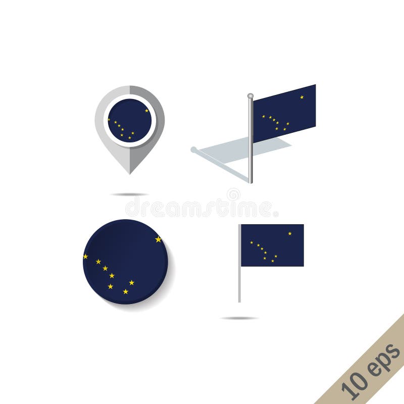 Map Pins with Flag of ALASKA - Vector Illustration Stock Illustration ...