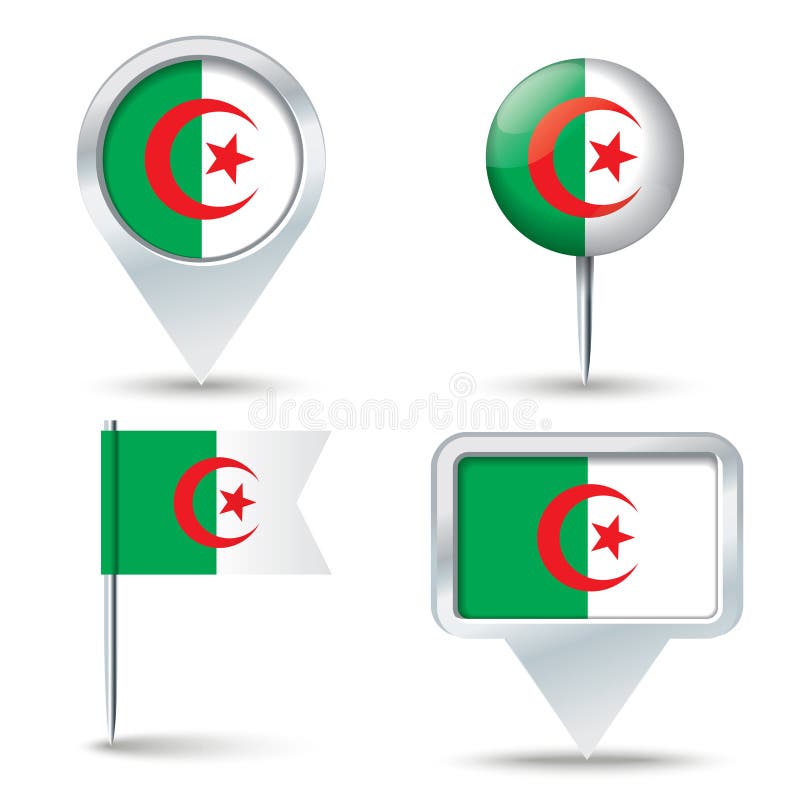Map Pins with Flag of Algeria Stock Vector - Illustration of abstract ...