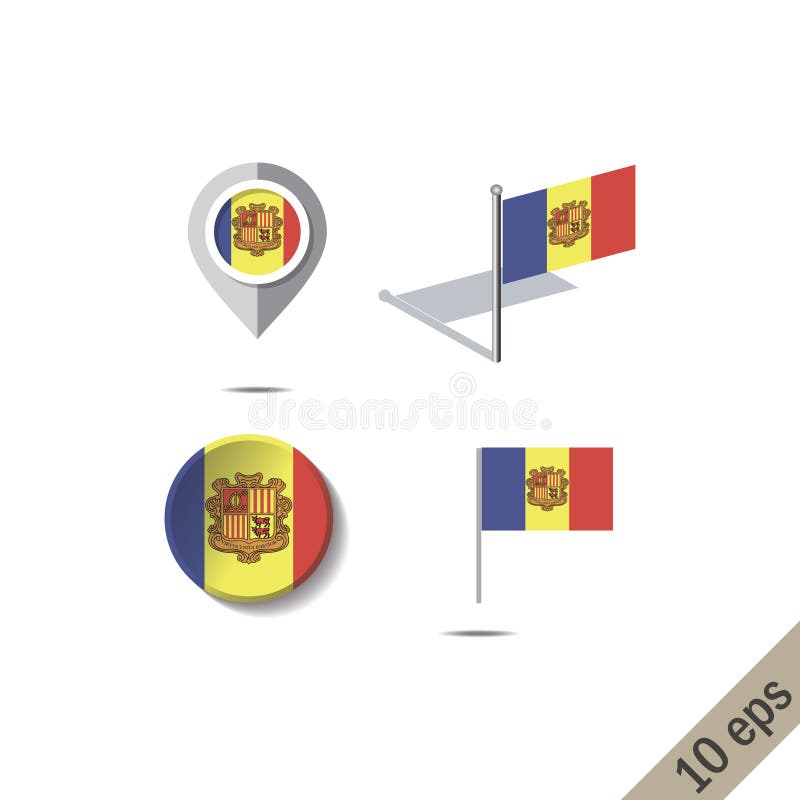 Map Pins with Flag of ANDORRA Stock Illustration - Illustration of ...