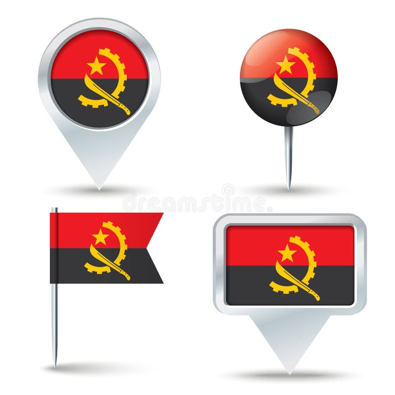 Map Pins with Flag of Angola Stock Vector - Illustration of journey ...