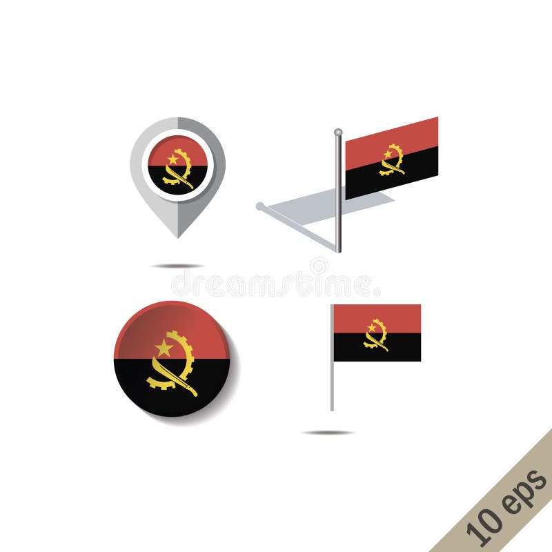 Map Pins with Flag of ANGOLA Stock Illustration - Illustration of icon ...