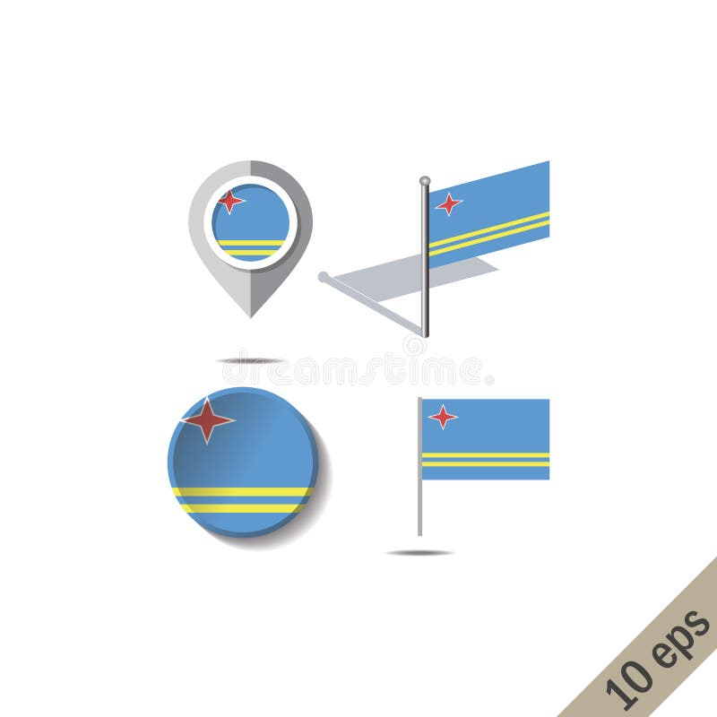 Map Pins with Flag of ARUBA Stock Vector - Illustration of emblem ...