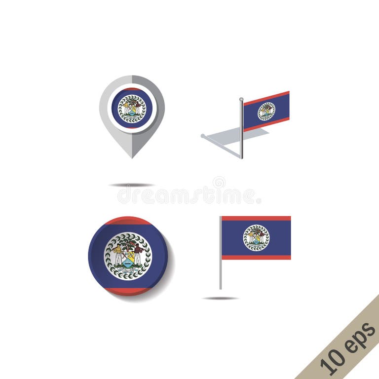 Map Pins with Flag of BELIZE Stock Vector - Illustration of isometric ...