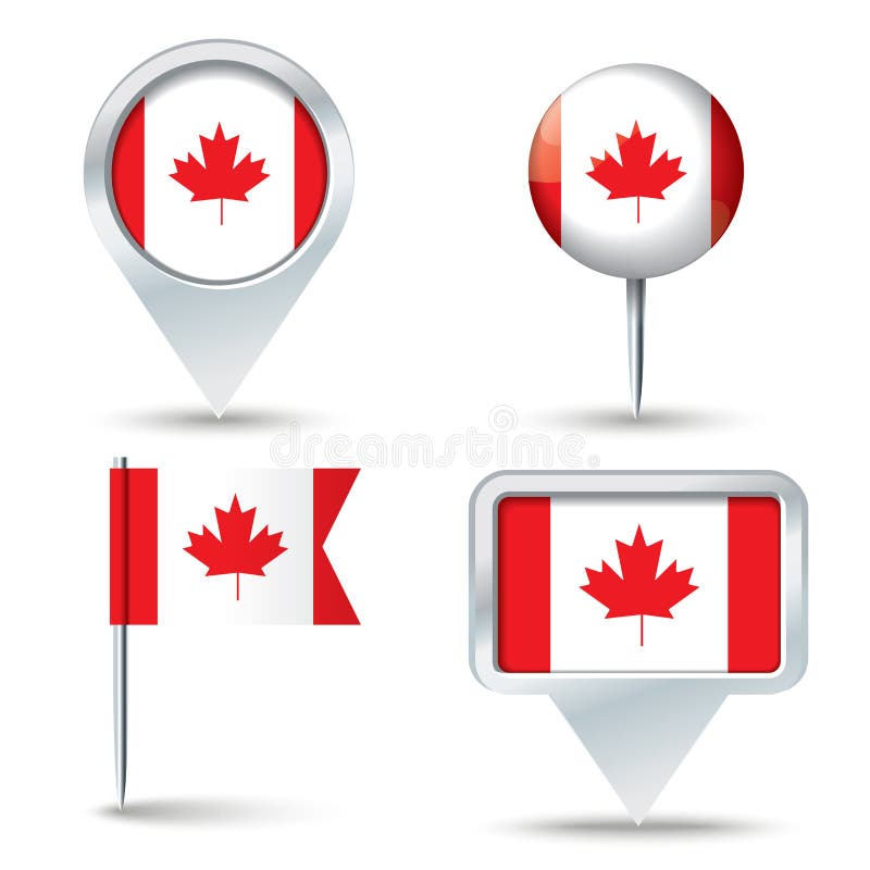 Map Pins with Flag of Canada Stock Vector - Illustration of graphic ...