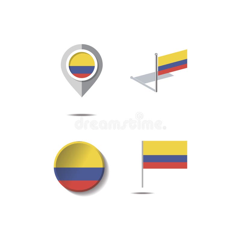 Map Pins with Flag of COLOMBIA Stock Vector - Illustration of internet ...