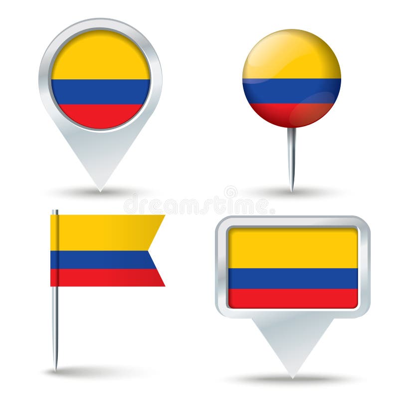 Map Pins with Flag of Colombia Stock Vector - Illustration of circle ...
