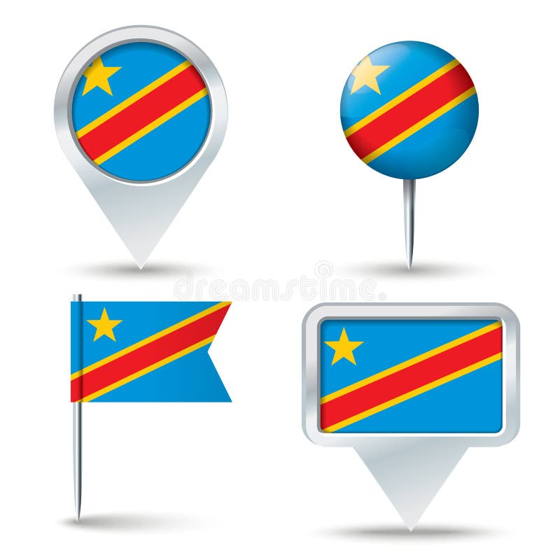 Map Pins with Flag of Congo (DRC) Stock Vector - Illustration of ...