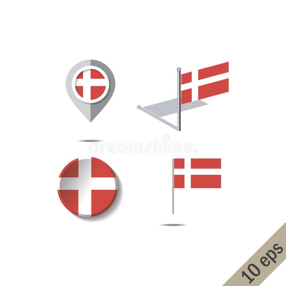 Map Pins with Flag of DENMARK Stock Vector - Illustration of concept ...