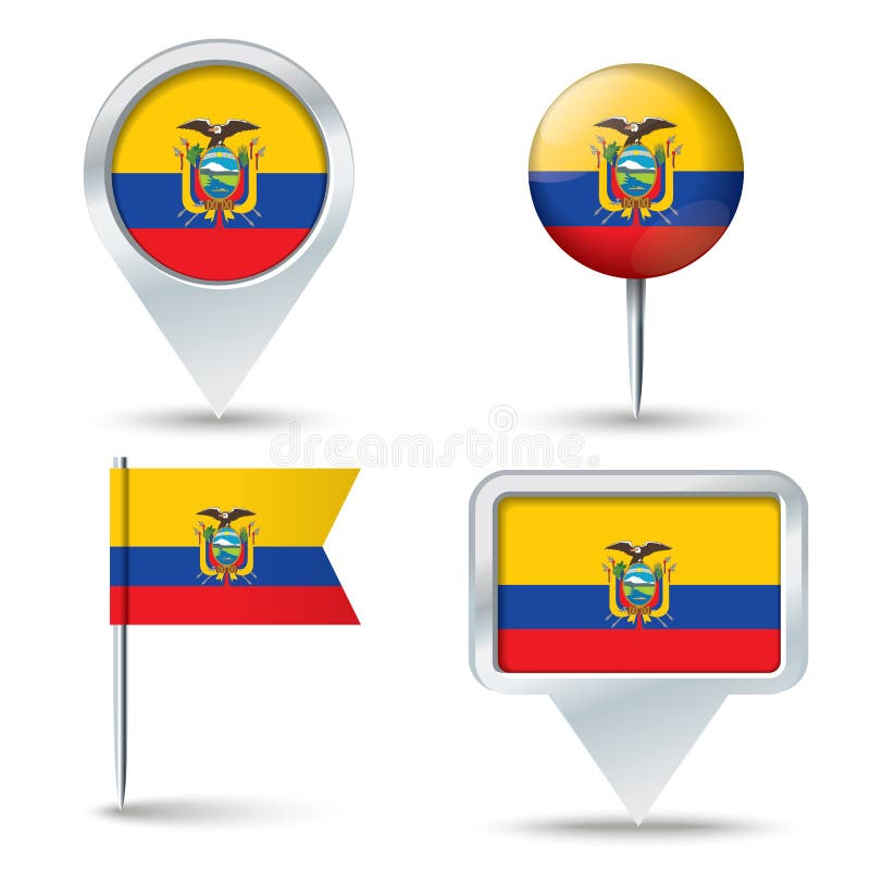 Map Pins with Flag of Ecuador Stock Vector - Illustration of pointer ...