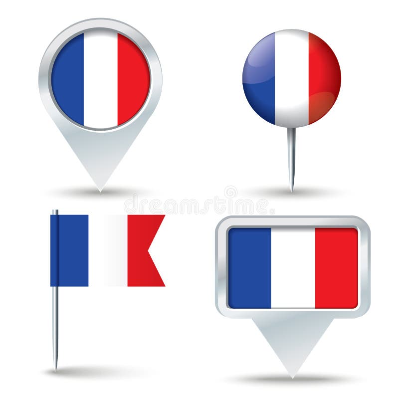 Map Pins with Flag of France Stock Vector - Illustration of destination ...