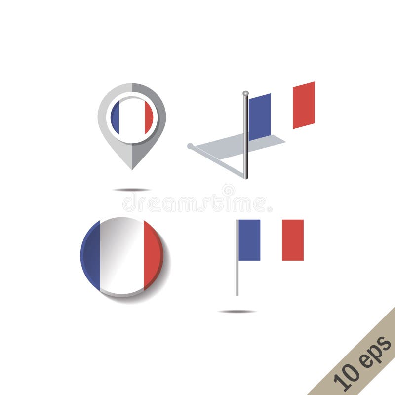 Map Pins with Flag of France Stock Illustration - Illustration of ...
