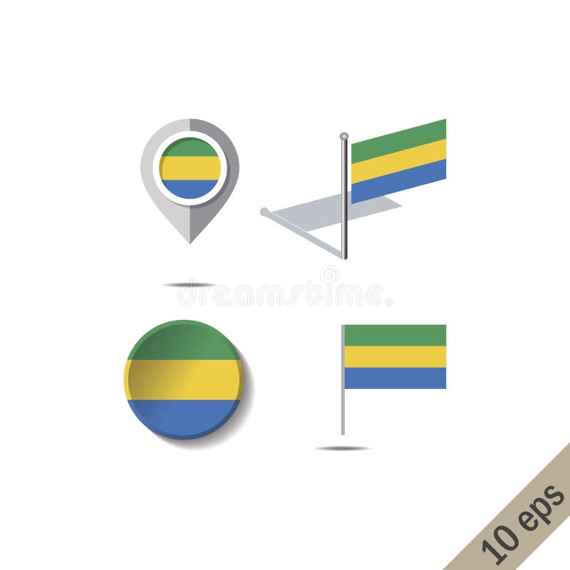 Map Pins with Flag of GABON Stock Vector - Illustration of landmark ...