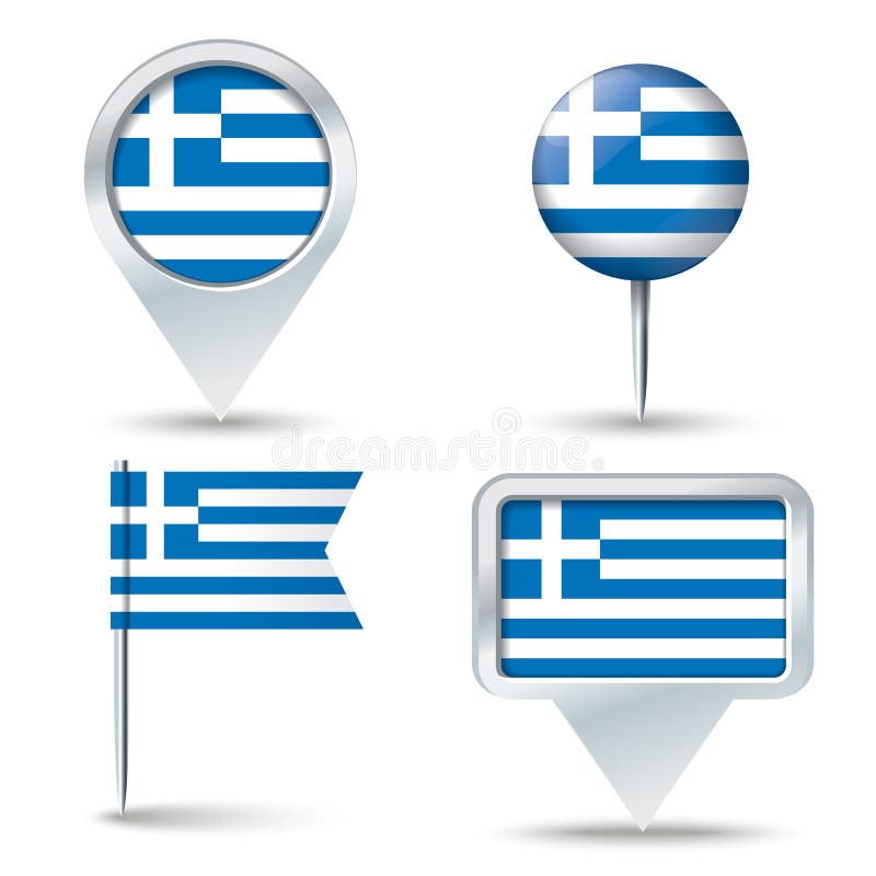 Map Pins with Flag of Greece Stock Vector - Illustration of nationality ...