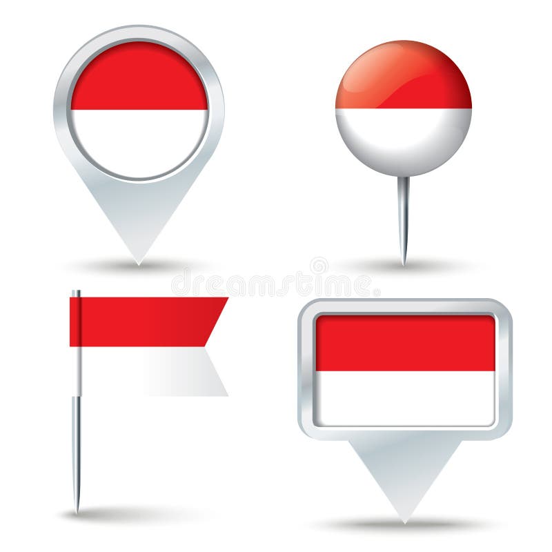 Map Pins with Flag of Indonesia Stock Vector - Illustration of business ...