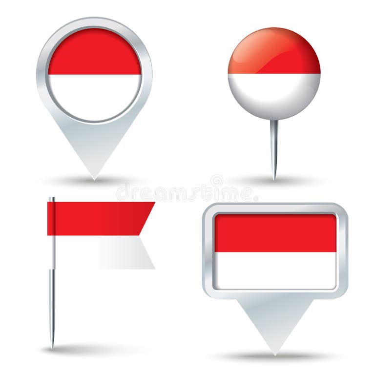 Map Pins with Flag of Indonesia Stock Vector - Illustration of business ...