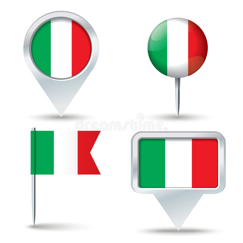 Map Pins with Flag of Italy Stock Vector - Illustration of mark, flag ...