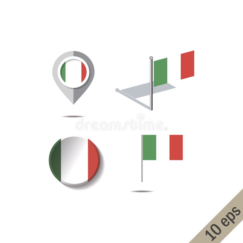 Map Pins with Flag of ITALY Stock Illustration - Illustration of symbol ...