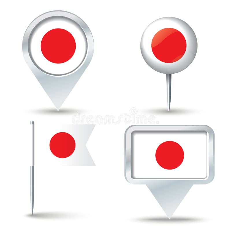 Map Pins with Flag of Japan Stock Vector - Illustration of circle ...