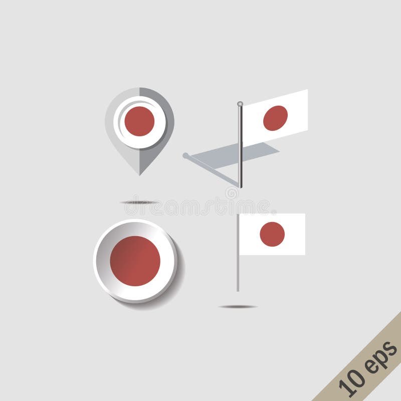 Map Pins with Flag of Japan Stock Illustration - Illustration of ...