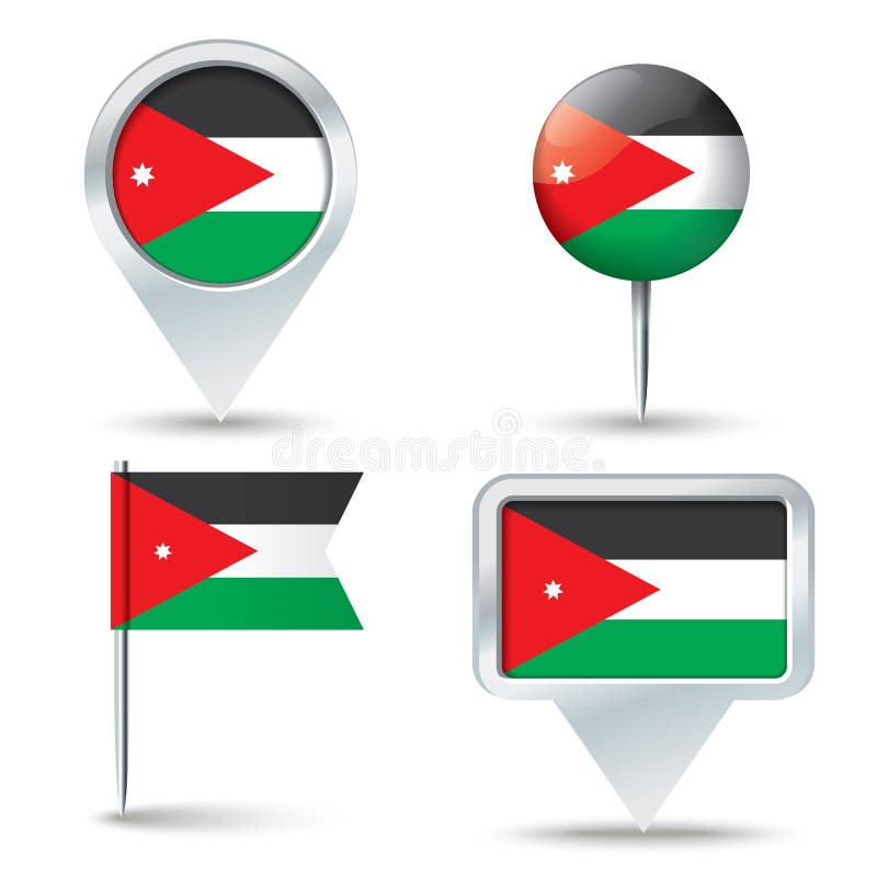 Map Pins with Flag of Jordan Stock Vector - Illustration of mark ...