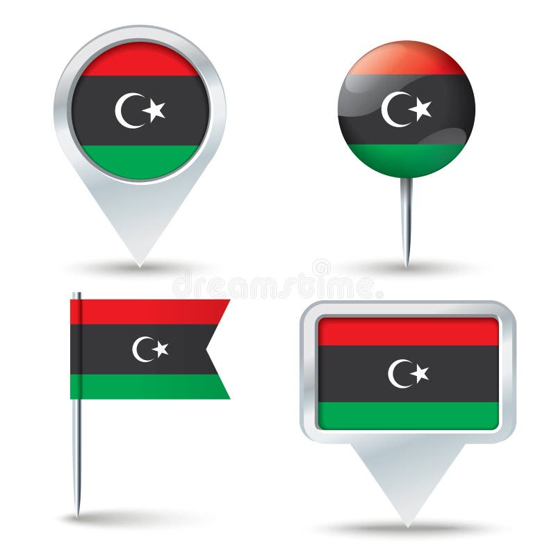 Map Pins with Flag of Libya Stock Vector - Illustration of label ...