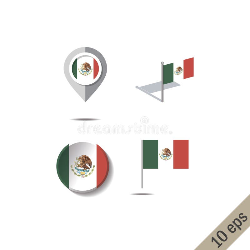 Map Pins with Flag of MEXICO Stock Vector - Illustration of emblem ...